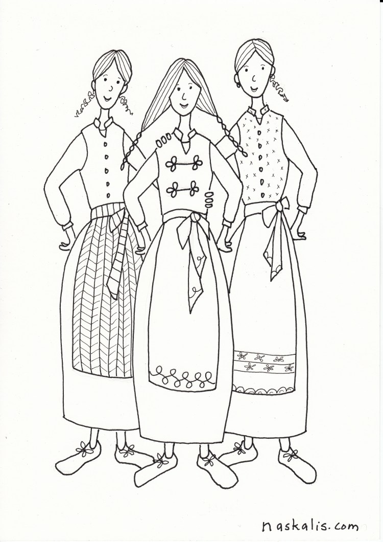 Dirndl Ausmalbild / Värityskuva | naskalis.com
